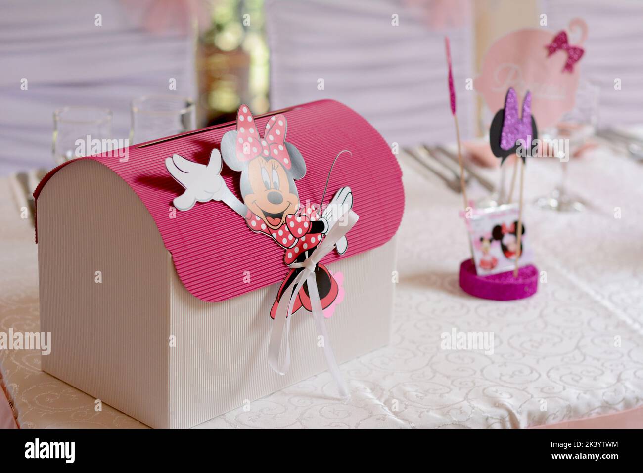 Christian baptism box for money. Boxes for gifts. Decorated with Minnie ...