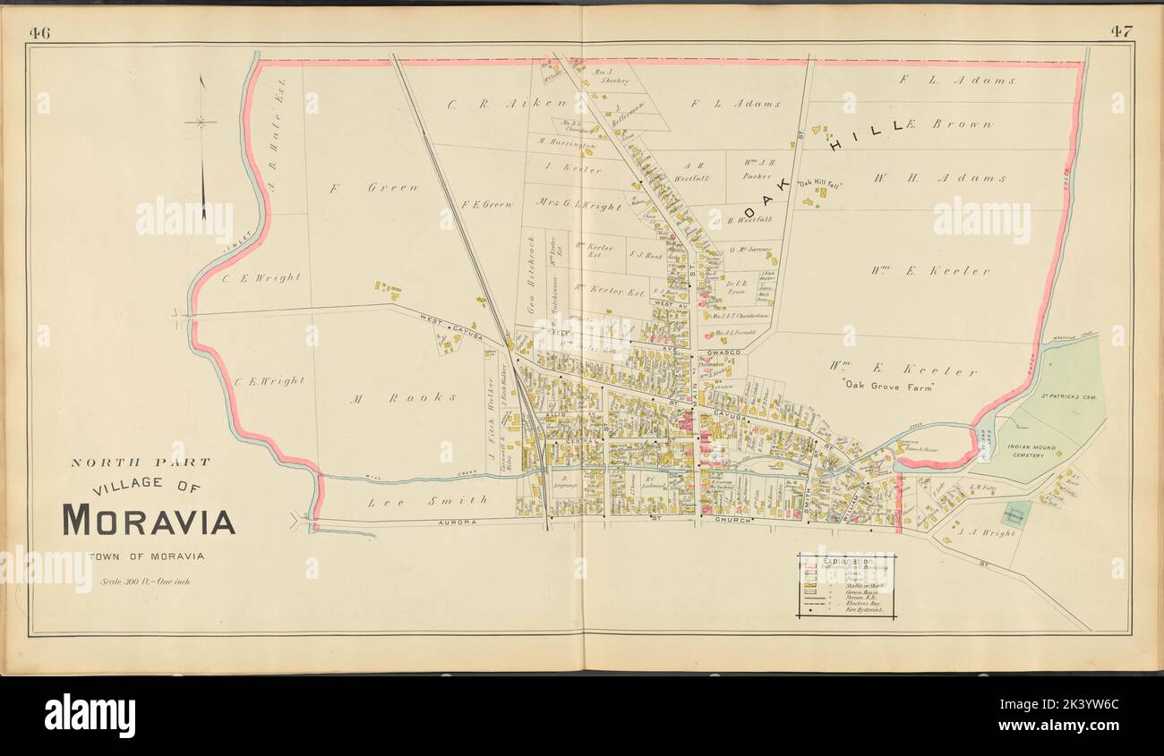 Cayuga County, Left Page Map of North part village of Moravia, Town of ...