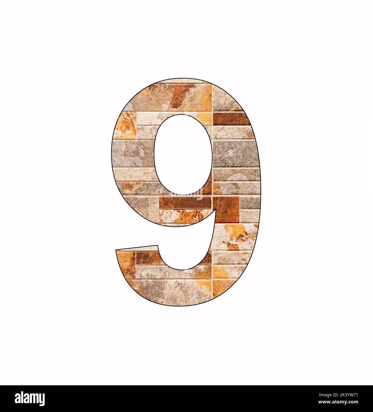 Number 9, digit on tiled background - Veneer texture Stock Photo - Alamy