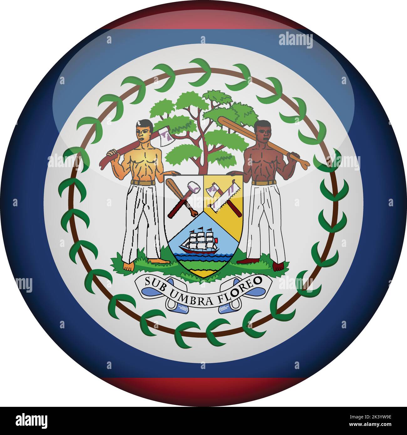belize Flag in glossy round button of icon. belize emblem isolated on ...