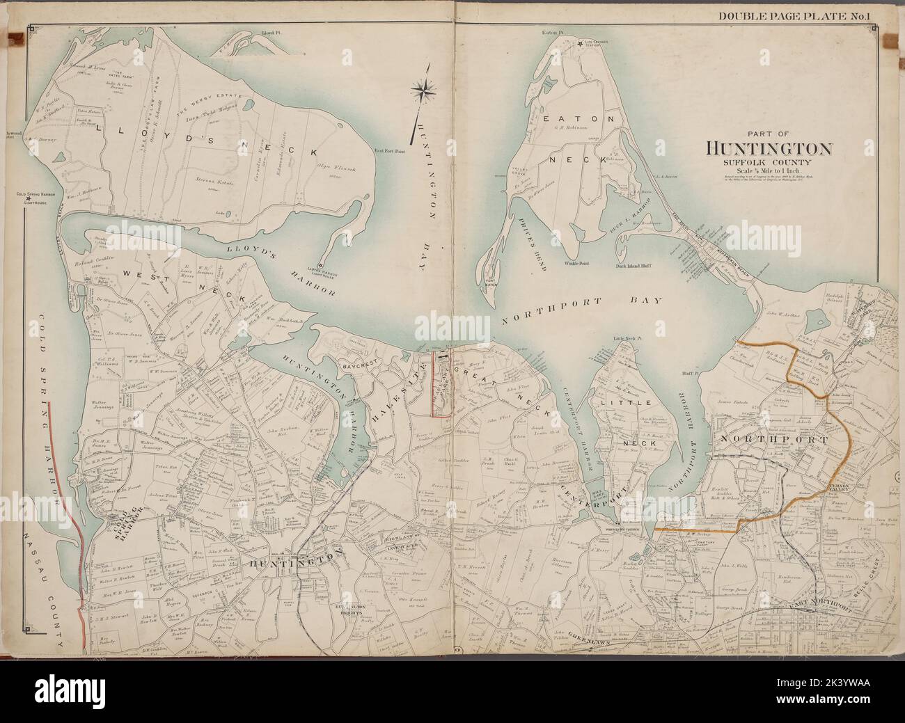Suffolk County, V. 2, Double Page Plate No. 1 Map bounded by Lloyds ...