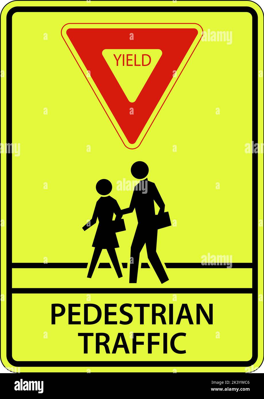 Yield Pedestrian Traffic Sign On White Background Stock Vector Image ...