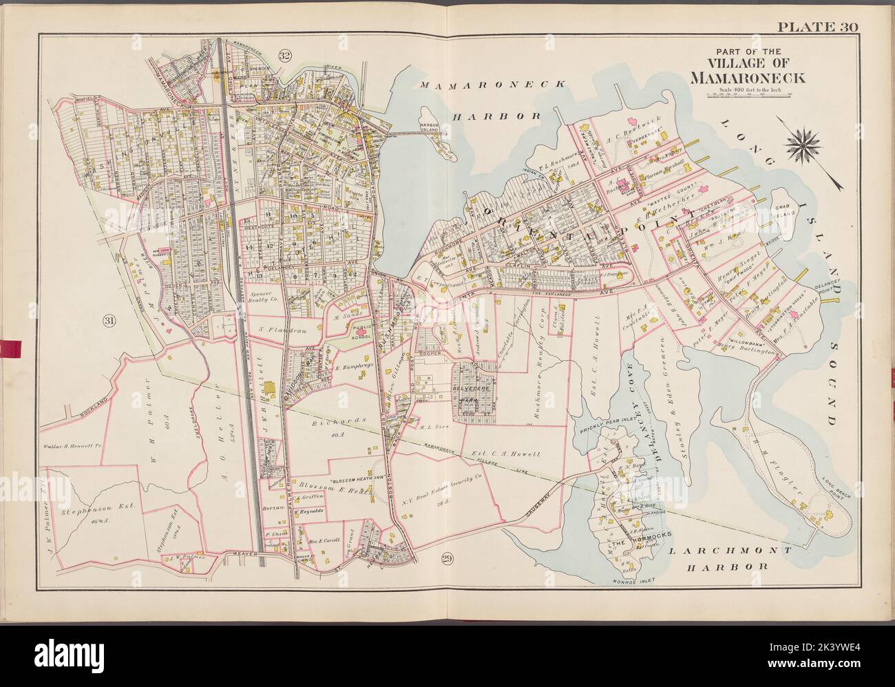 Westchester, V. 1, Double Page Plate No. 30 Map bounded by Mamaroneck ...