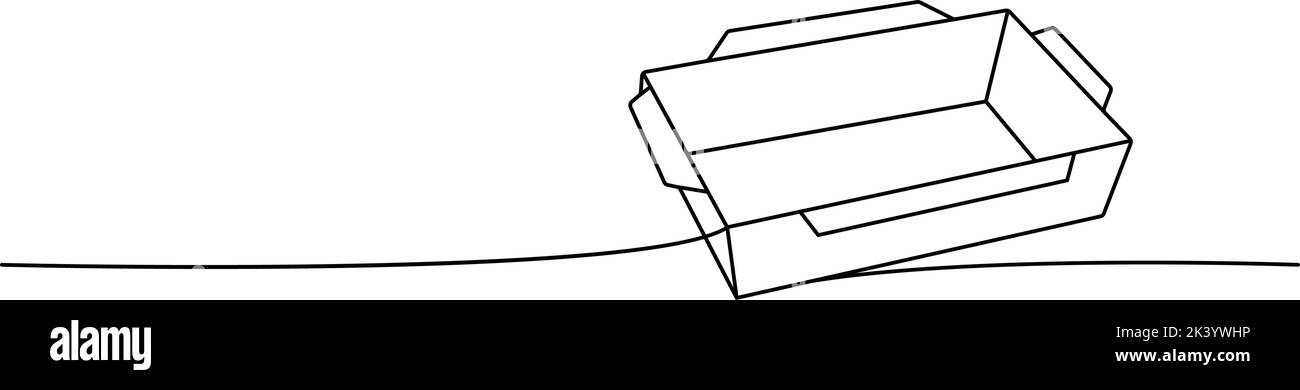 Disposable paper burger box one line continuous drawing. Empty ...