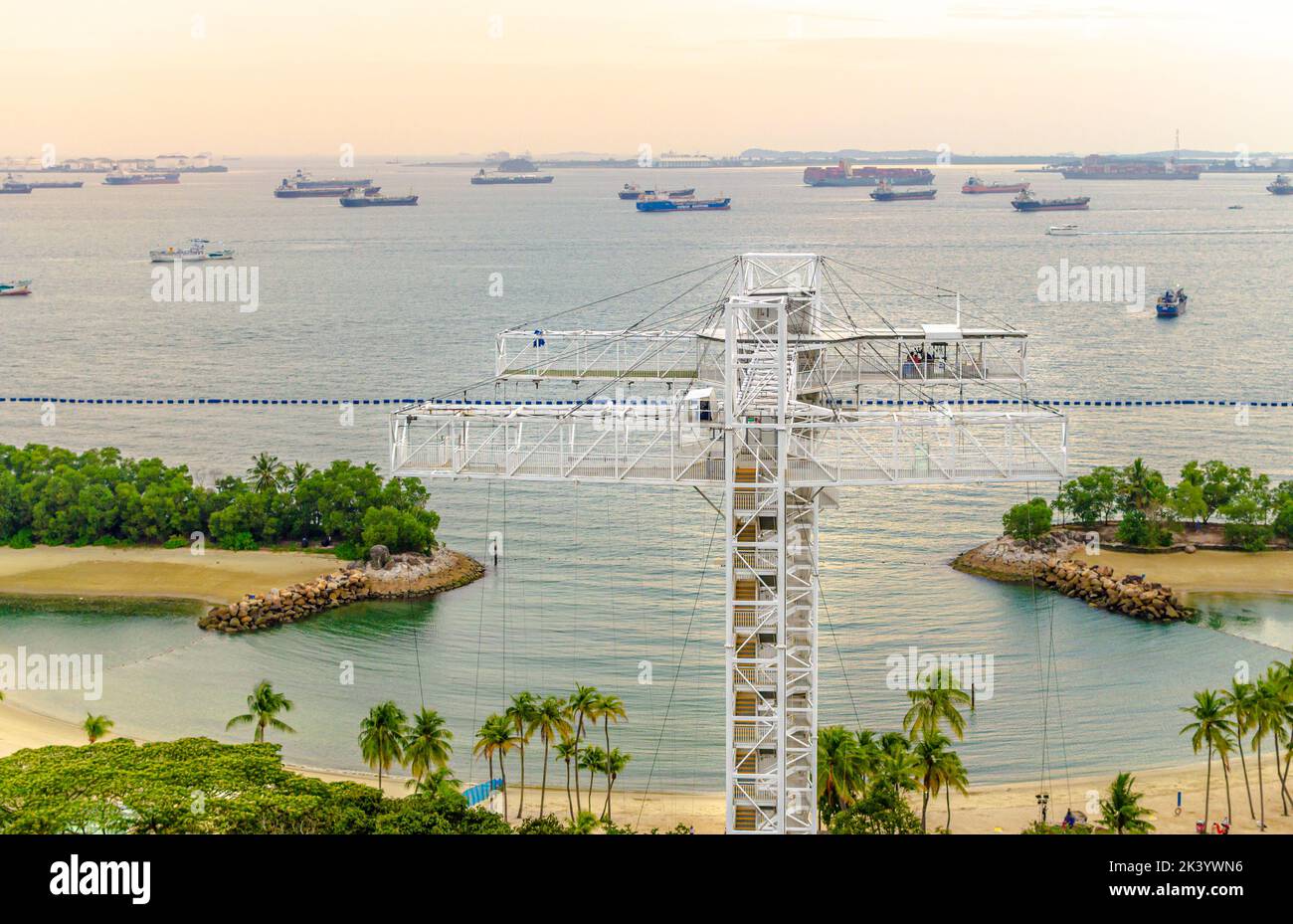 Skypark Bungy Jump platform at the beautiful Siloso Beach and awe ...