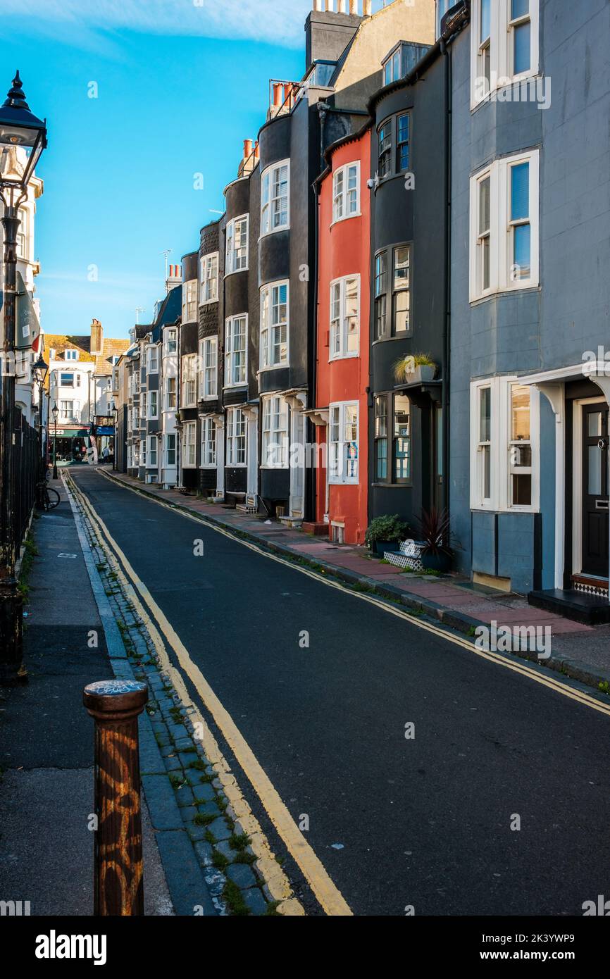 A row of bow fronted houses in Charles Street, Brighton,UK Stock Photo ...