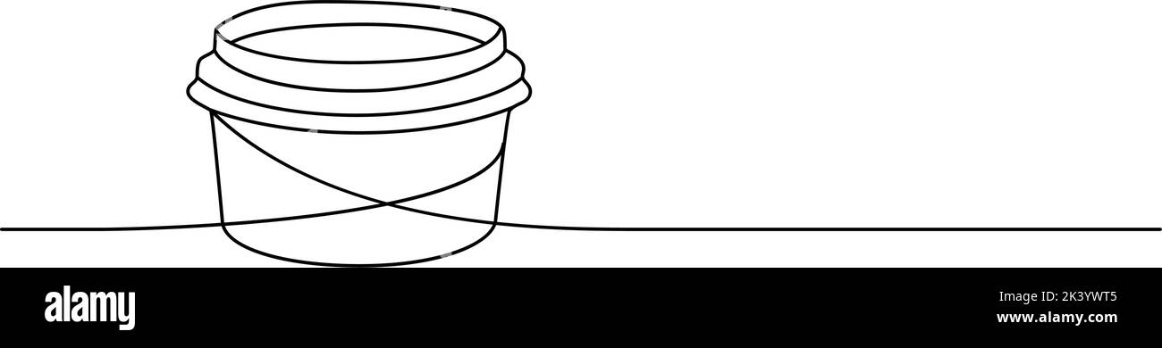 Empty carton bowl one line continuous drawing. Cardboard boxes, bags ...