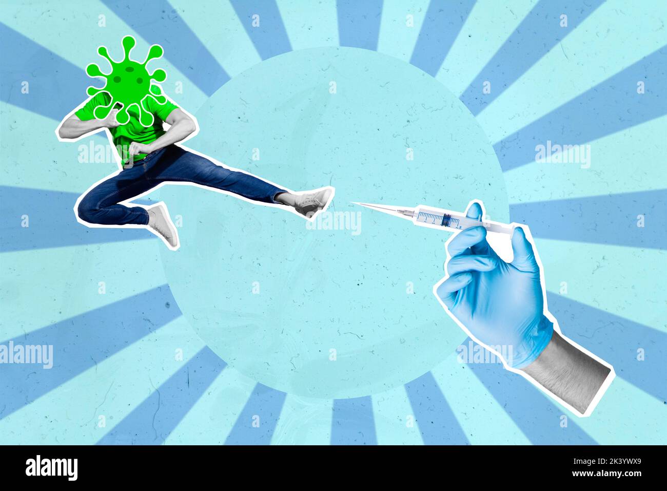 Creative abstract template collage of fighting battle virus bacteria ...