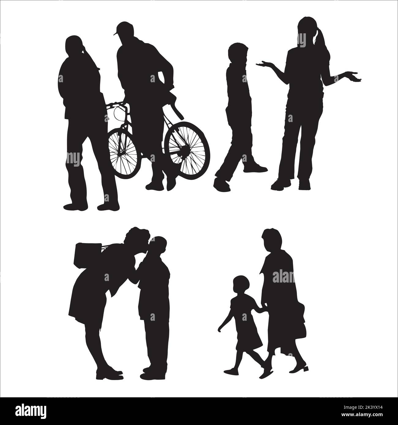 Vector Set Of Group Of Peoples Silhouettes Illustration Isolated On ...