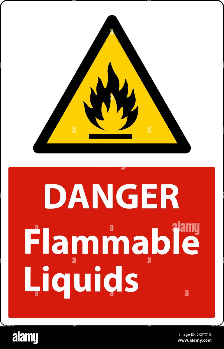 Danger Flammable Liquids Sign On White Background Stock Vector Image ...