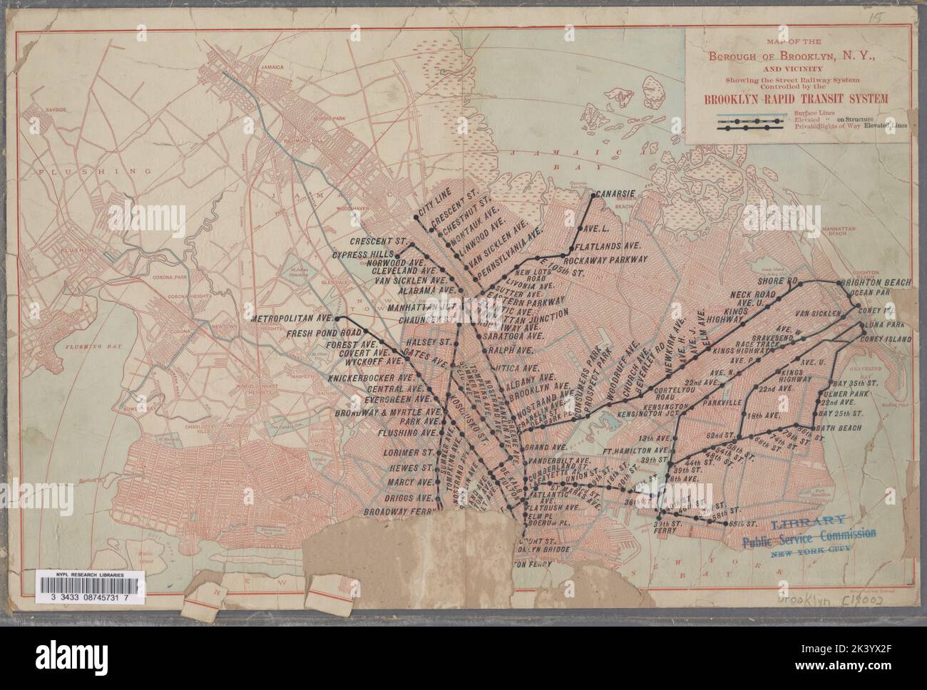 Map of the Borough of Brooklyn, N. Y., and vicinity showing the street ...