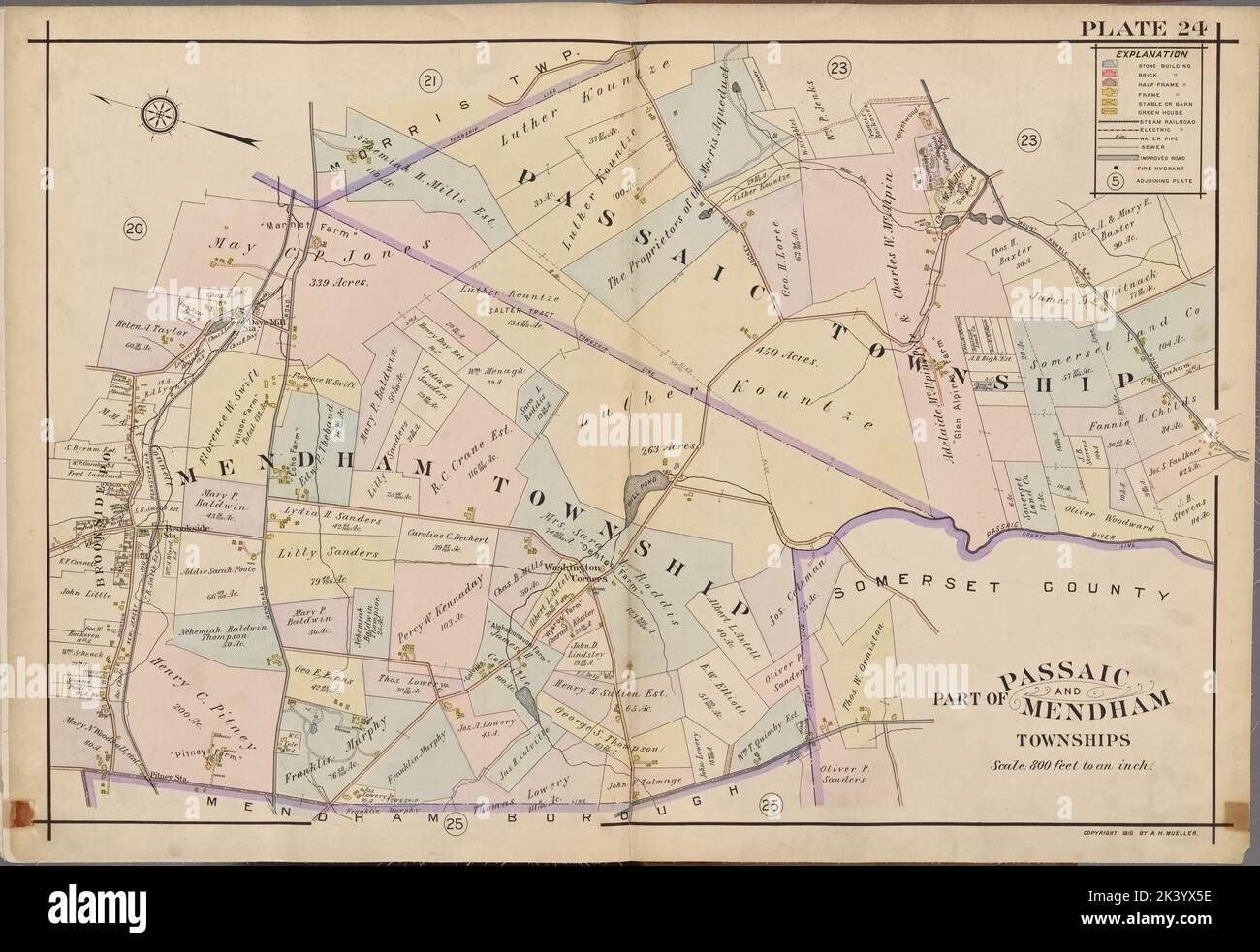 Morris County, Double Page Plate No. 24 Map bounded by Mount Kemble Rd ...
