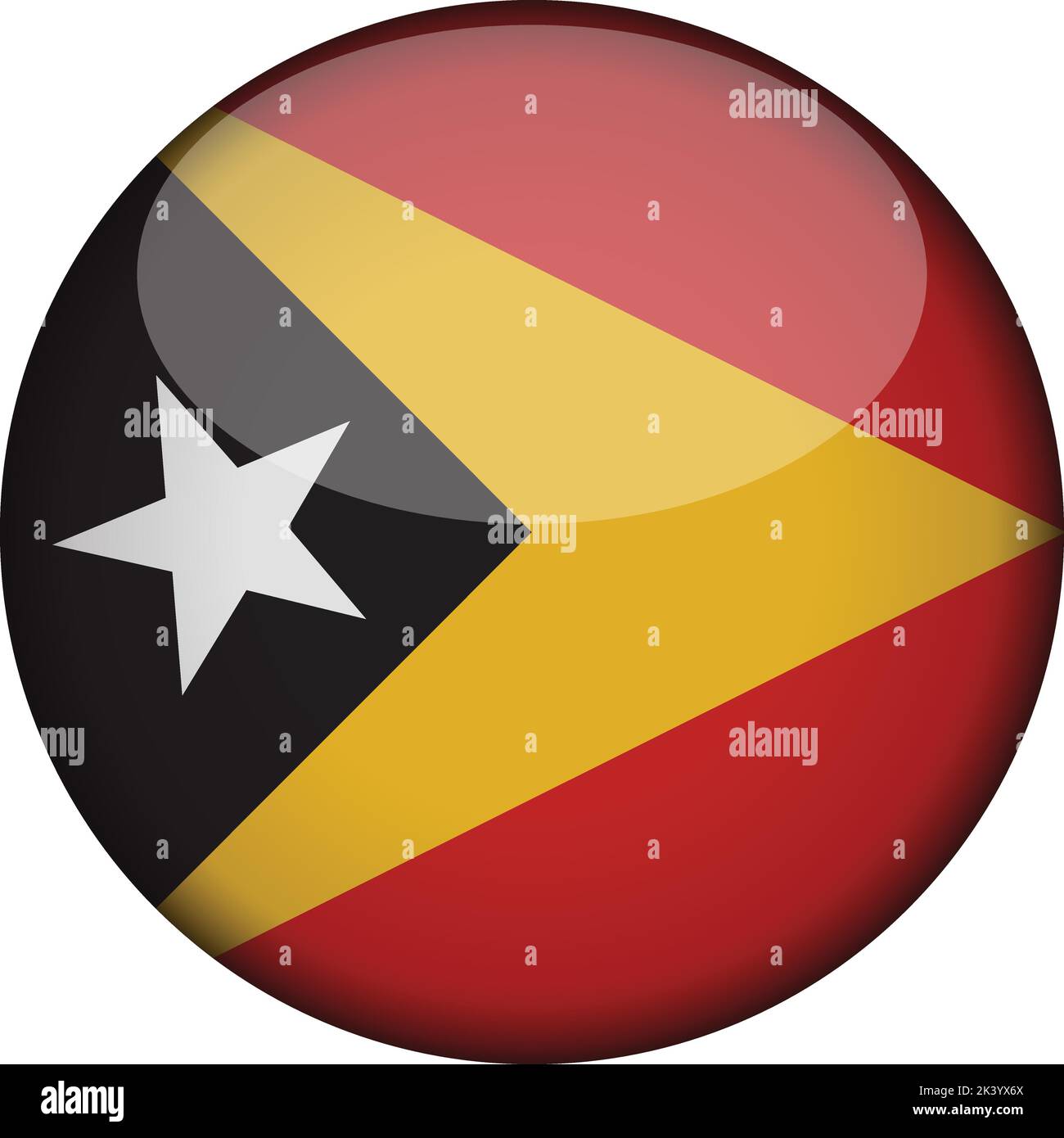 east timor Flag in glossy round button of icon. east timor emblem ...