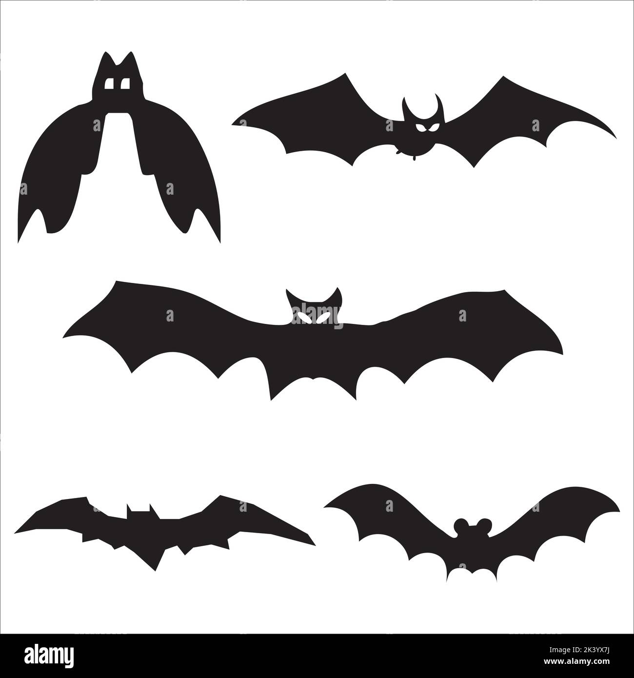 Vector Set Of Halloween Bats Silhouettes Illustration Isolated On White ...