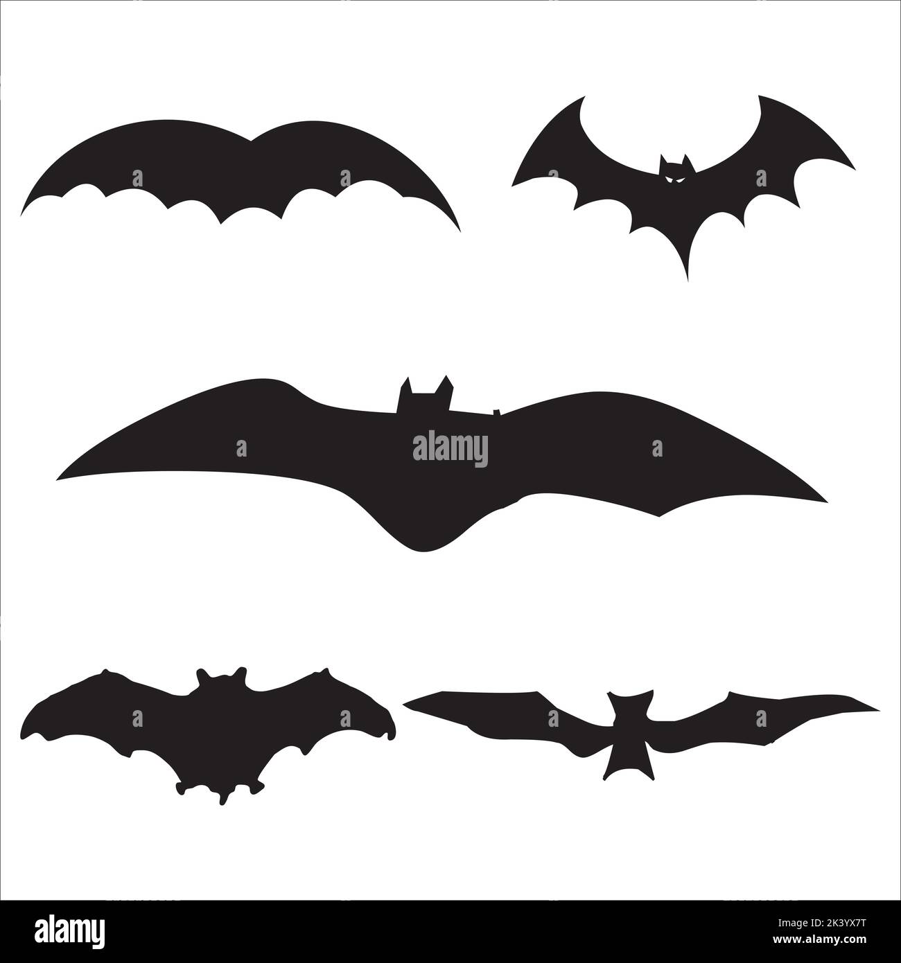 Vector Set Of Halloween Bats Silhouettes Illustration Isolated On White ...