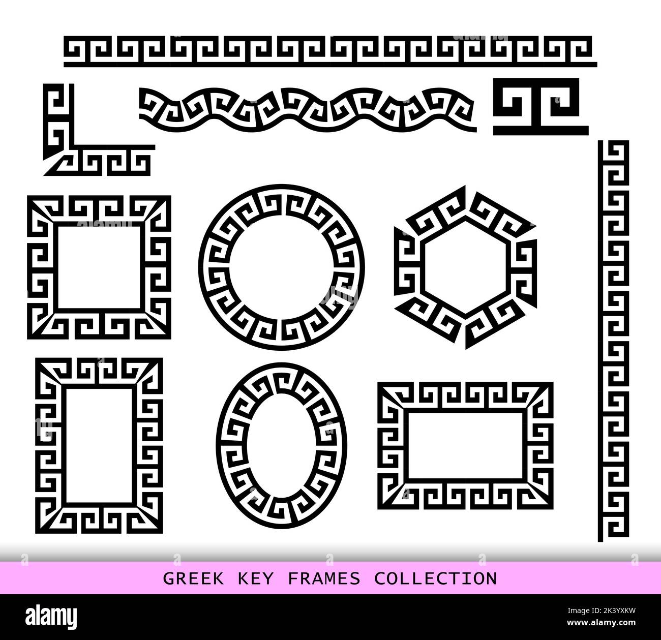 Ancient Greek black frames patterns collection, set of antique borders ...