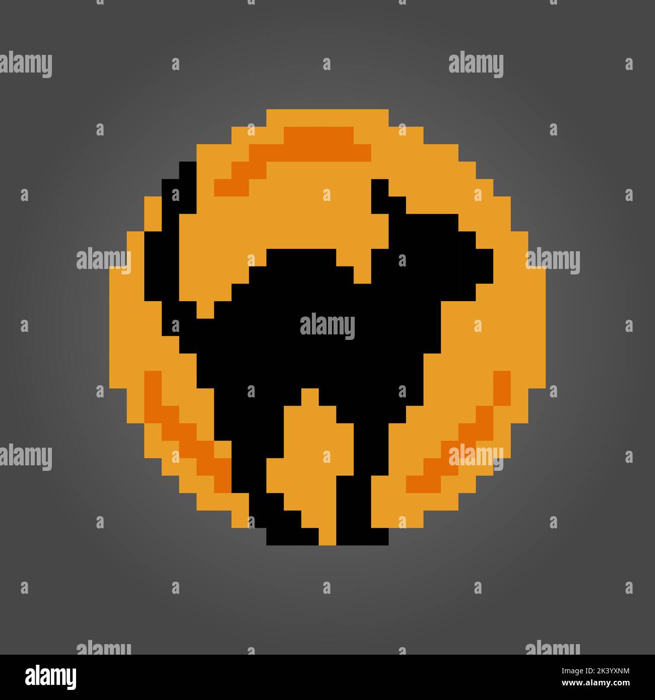 Pixel 8 bit cat ahead on the moon. Animals for game assets in vector illustration Stock Vector ...