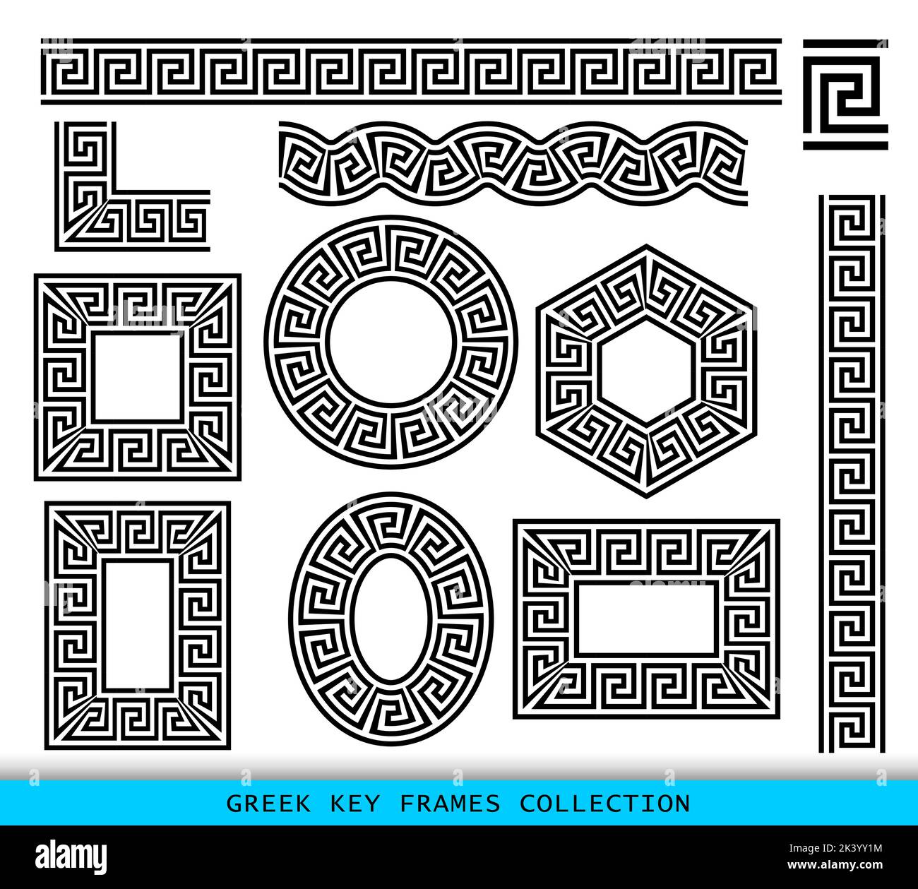 Ancient Greek black frames patterns collection, set of antique borders ...