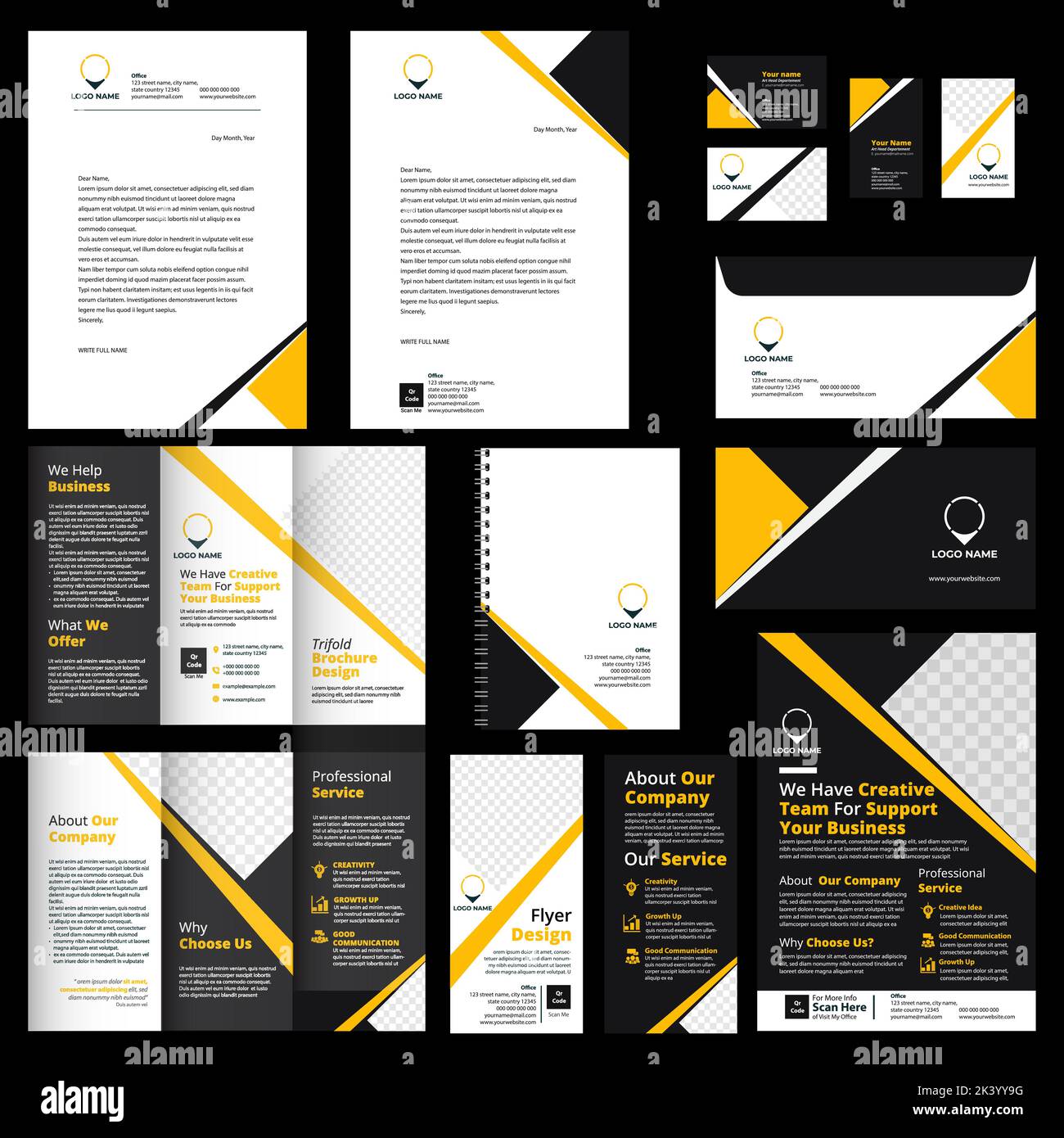 Editable content Template Corporate Identity Stationery Bundle for ...