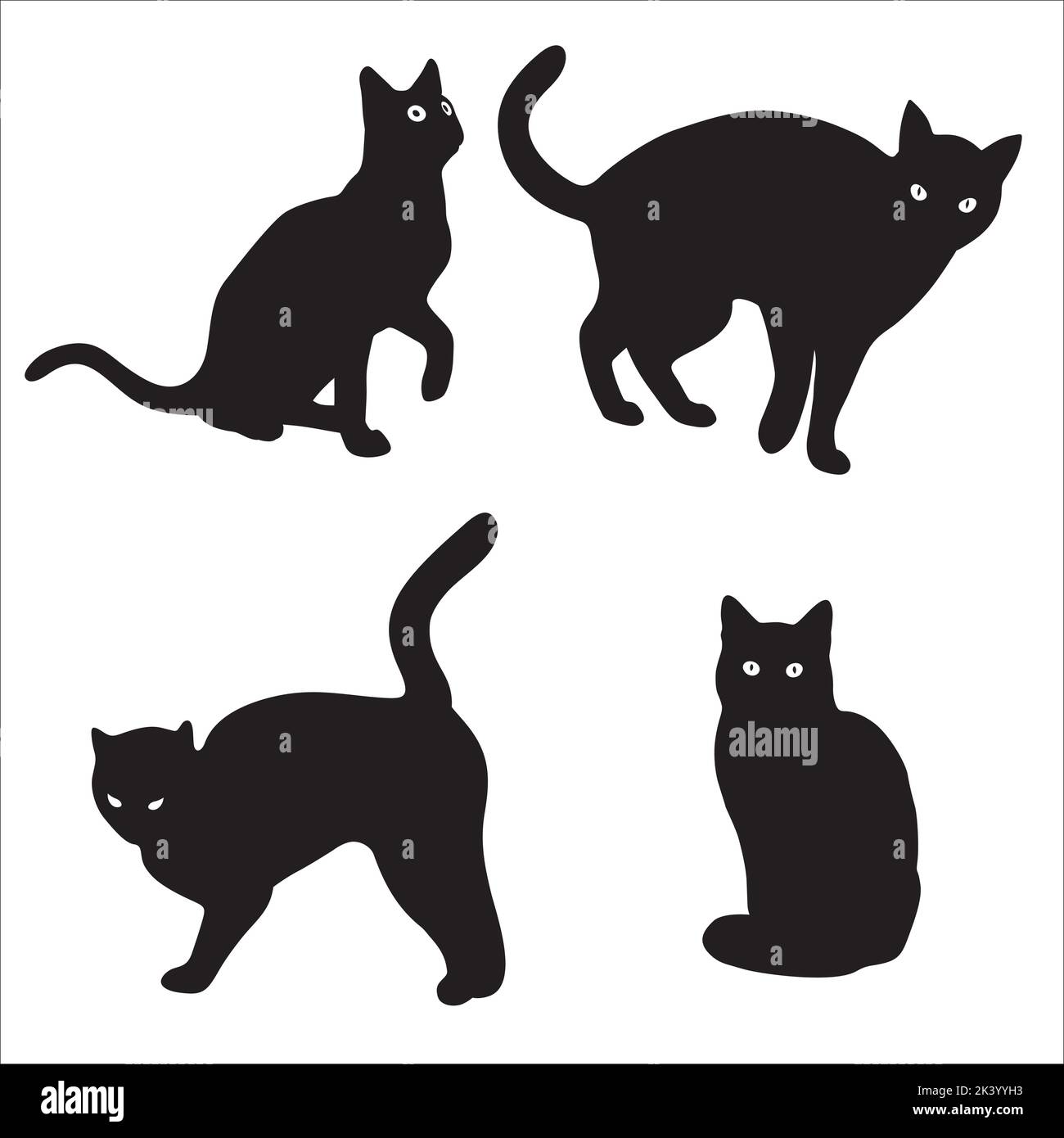 Vector Set Of Cats Silhouettes Illustration Isolated On White ...