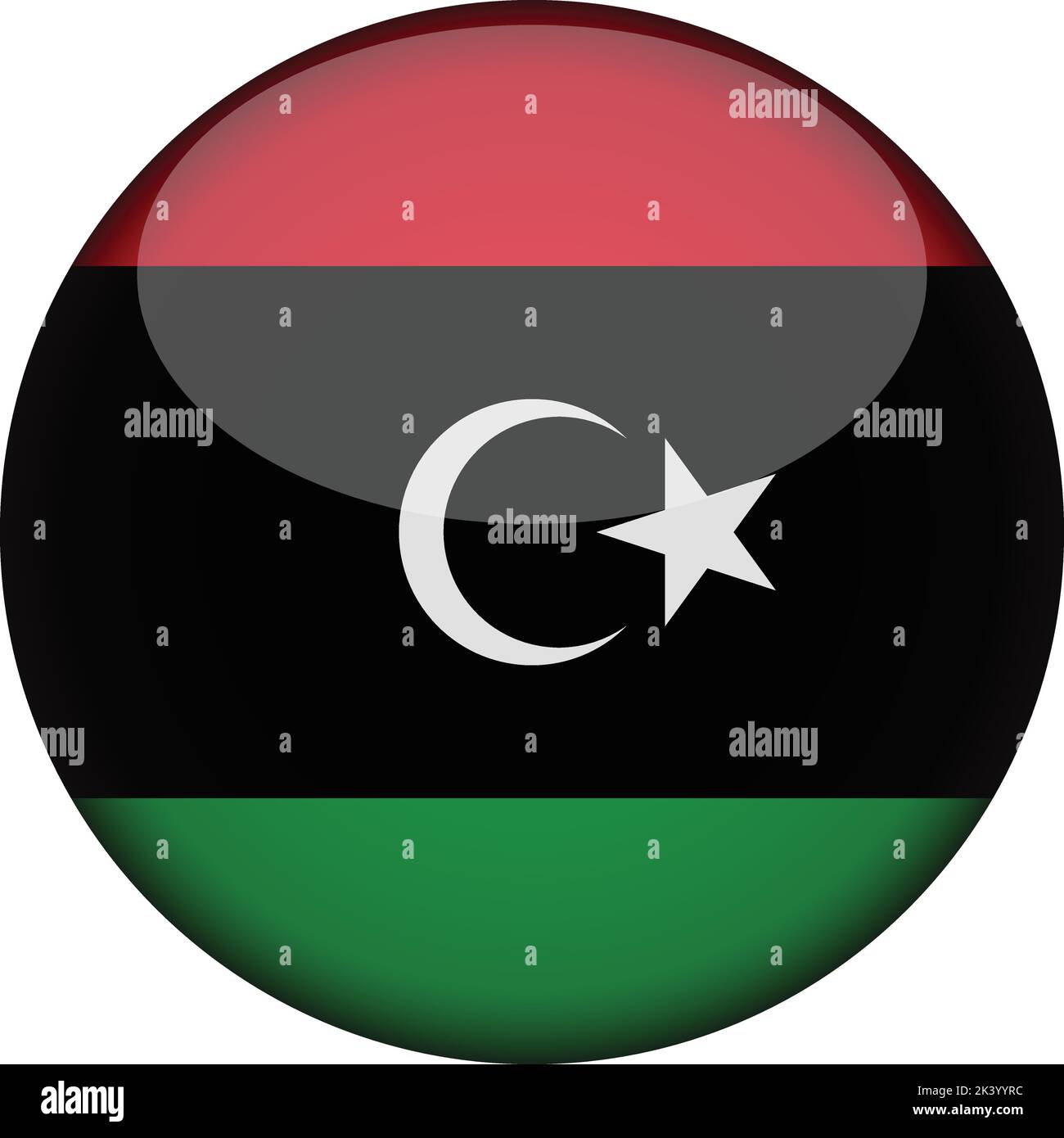 libya Flag in glossy round button of icon. libya emblem isolated on white background. National ...