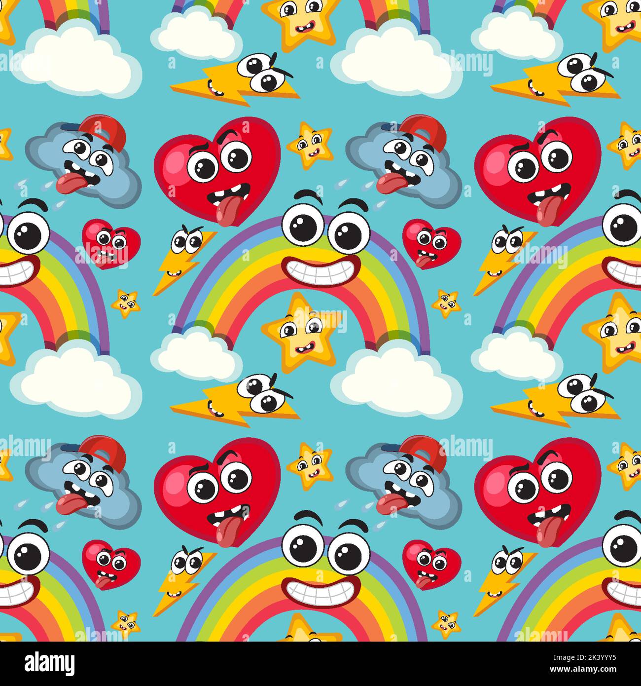 Cartoon rainbow seamless pattern illustration Stock Vector Image & Art ...