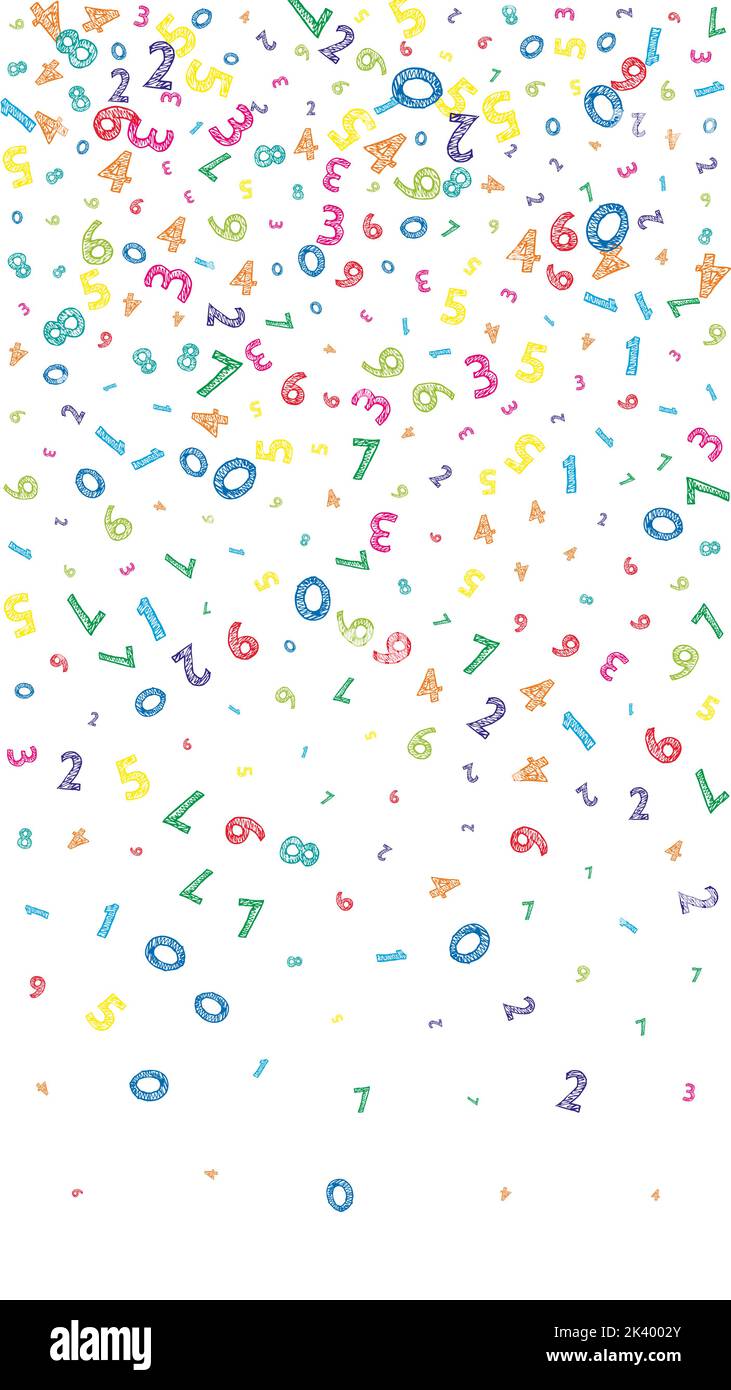 Falling colorful messy numbers. Math study concept with flying digits ...