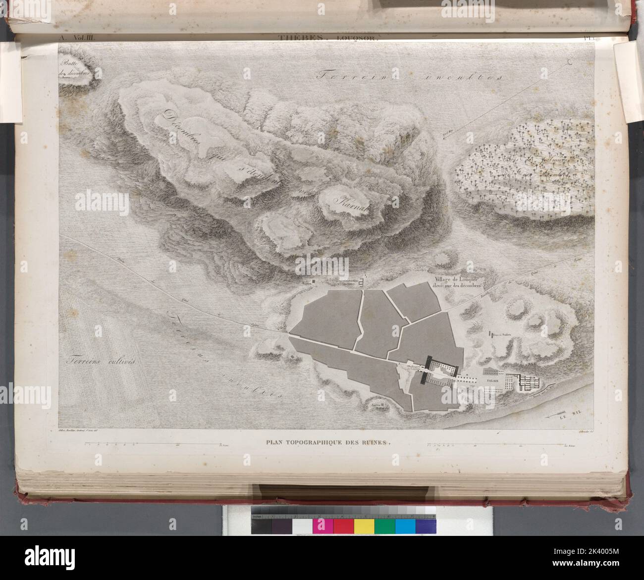 Thèbes. Louqsor Luxor. Plan topographique des ruines. Cartographic ...