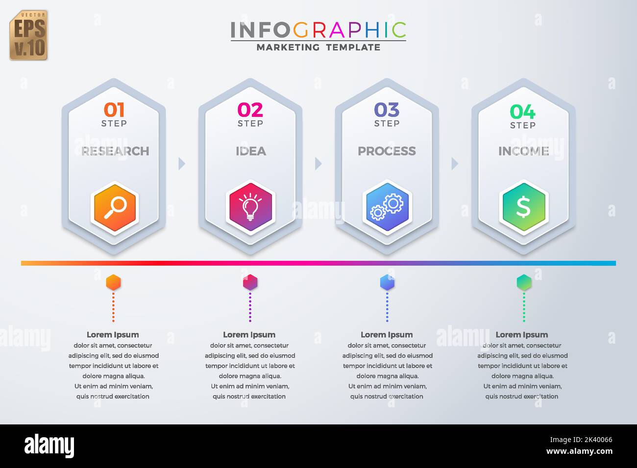 Infographic colorful marketing template vector design hexagon icons 4 ...