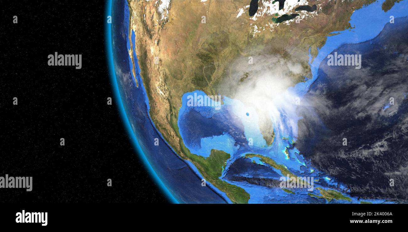 Hurricane Ian in Florida. Earth seen from space. Extremely detailed and ...