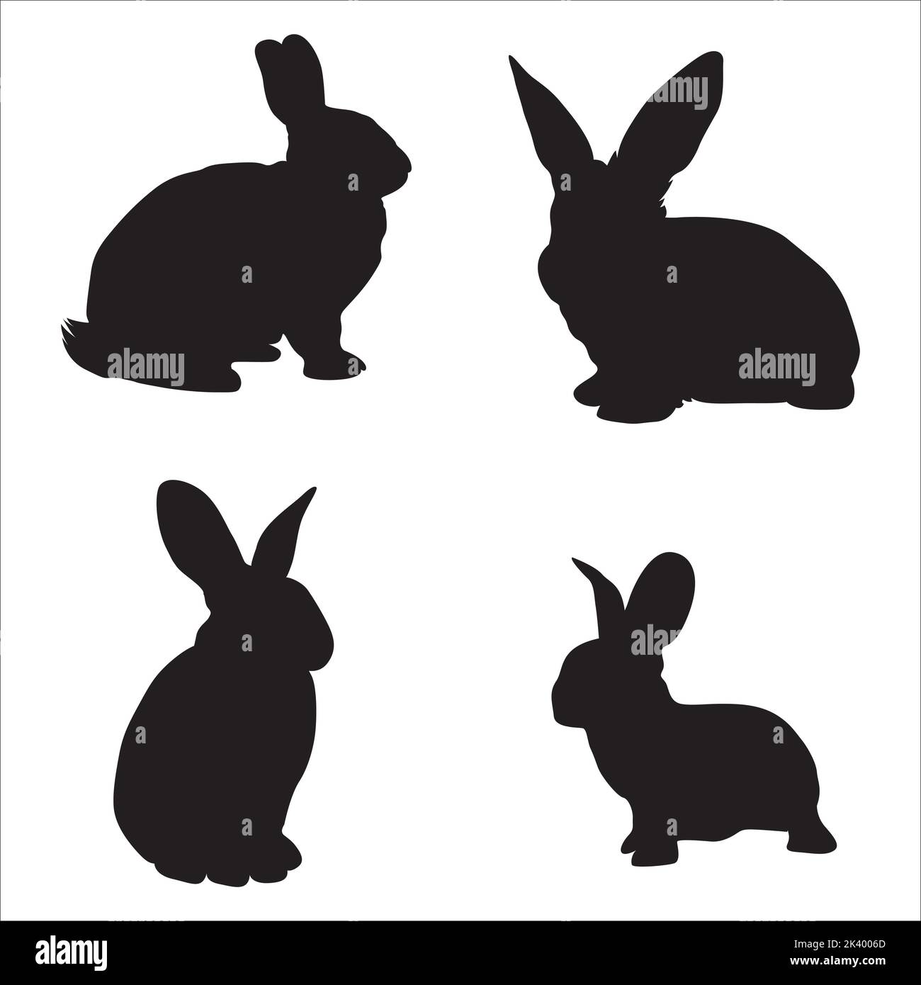Vector Set Of Rabbits Animal Silhouettes Illustration Isolated On White ...