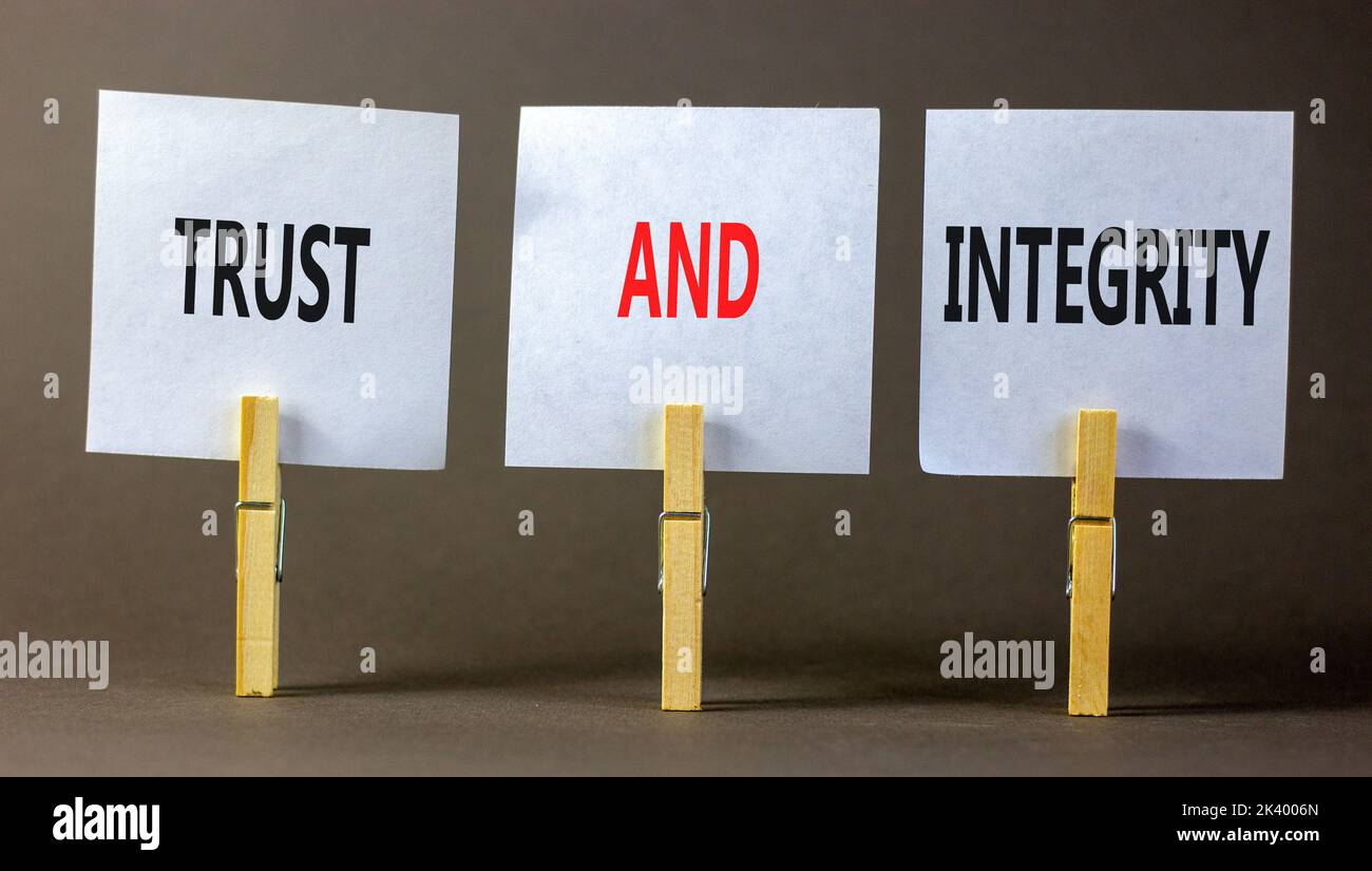 Trust and integrity symbol. Concept words Trust and integrity on white ...