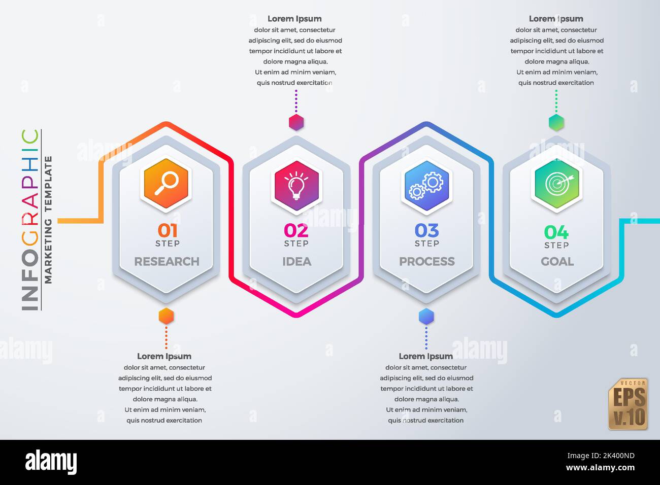 Infographic business design hexagon icons colorful marketing template ...