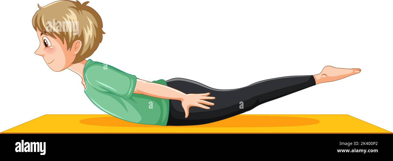 Locust pose yoga cartoon character illustration Stock Vector Image ...