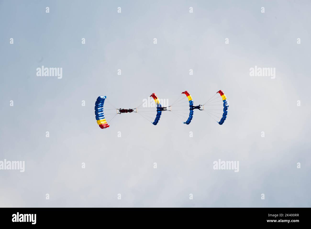 Flying exercise performed by skydivers Stock Photo - Alamy