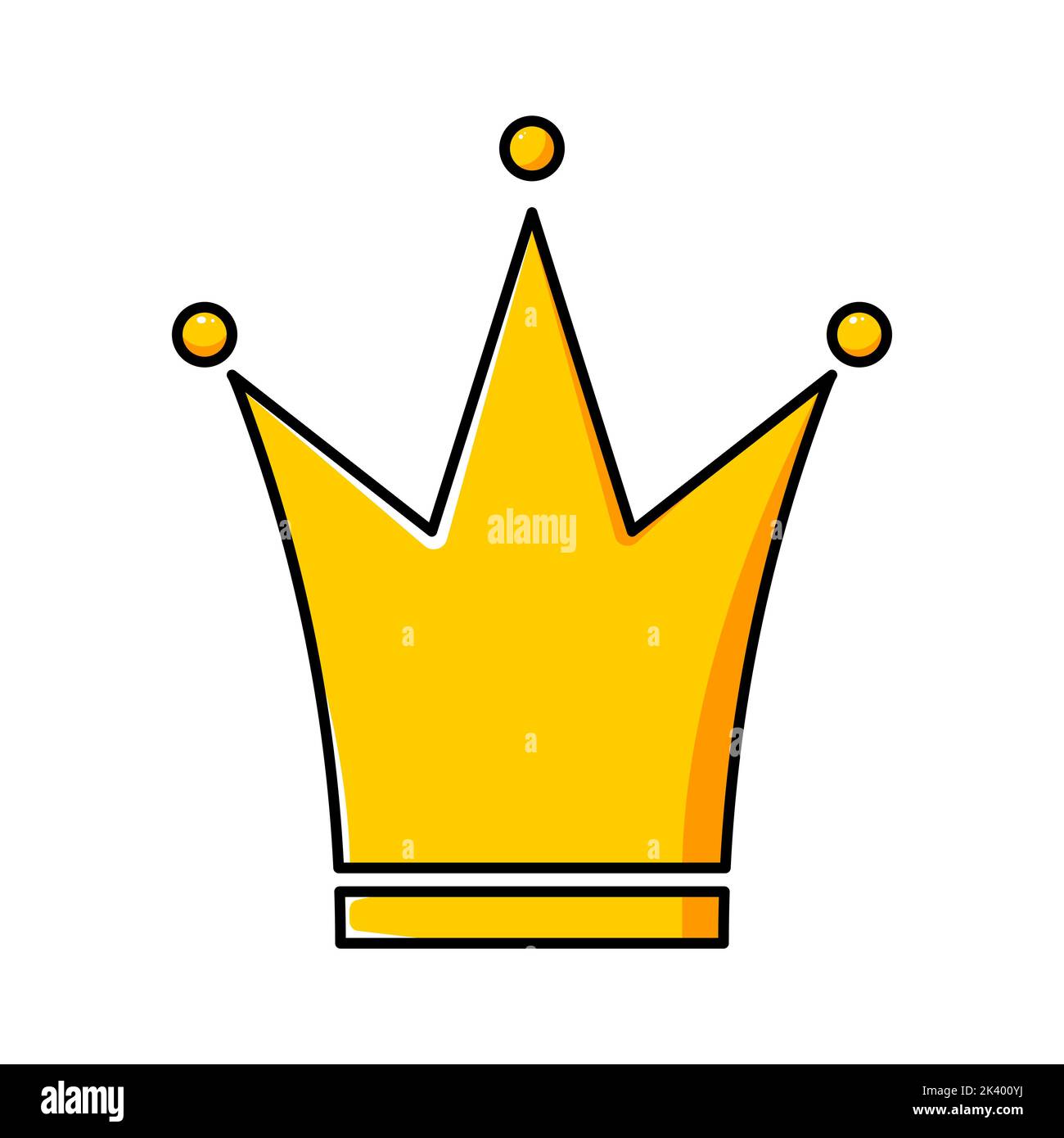 Yellow crown with black outline. Vector illustration cartoon style ...