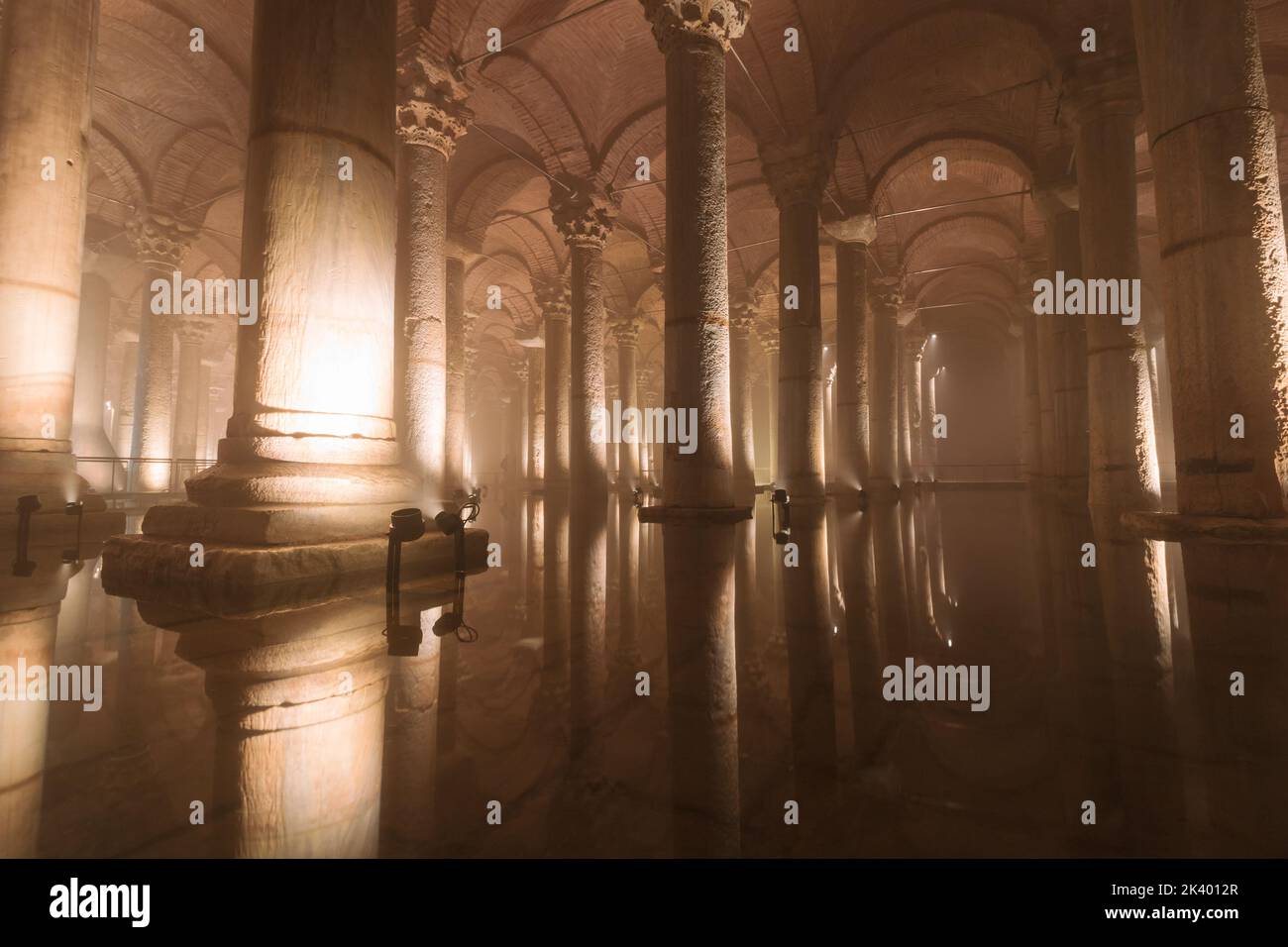 Basilica Cistern. Reflections of the Columns on the water. Landmarks of ...