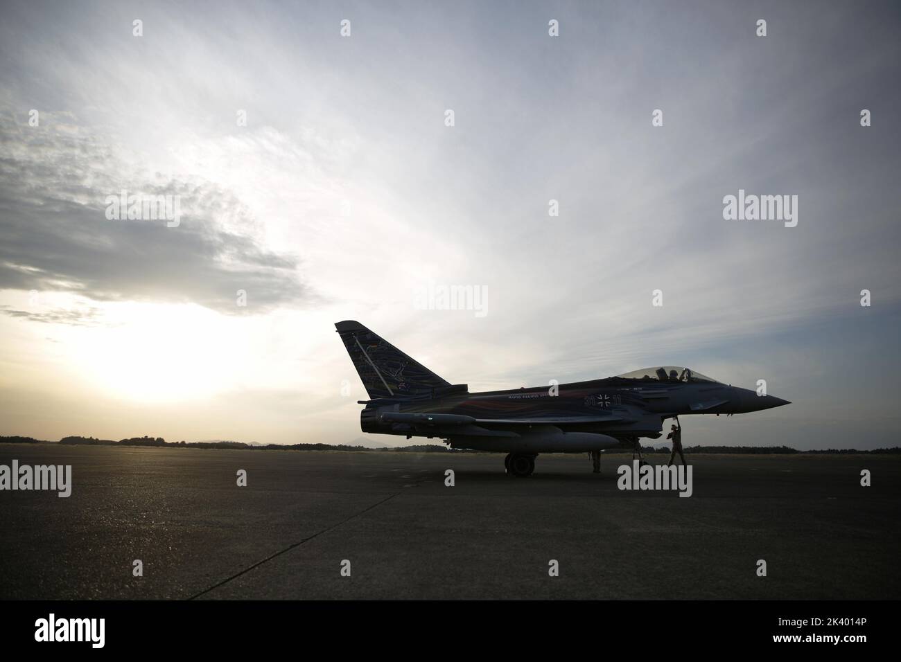A German Air Force Eurofighter jet arrives at Japan Air Self-Defense ...