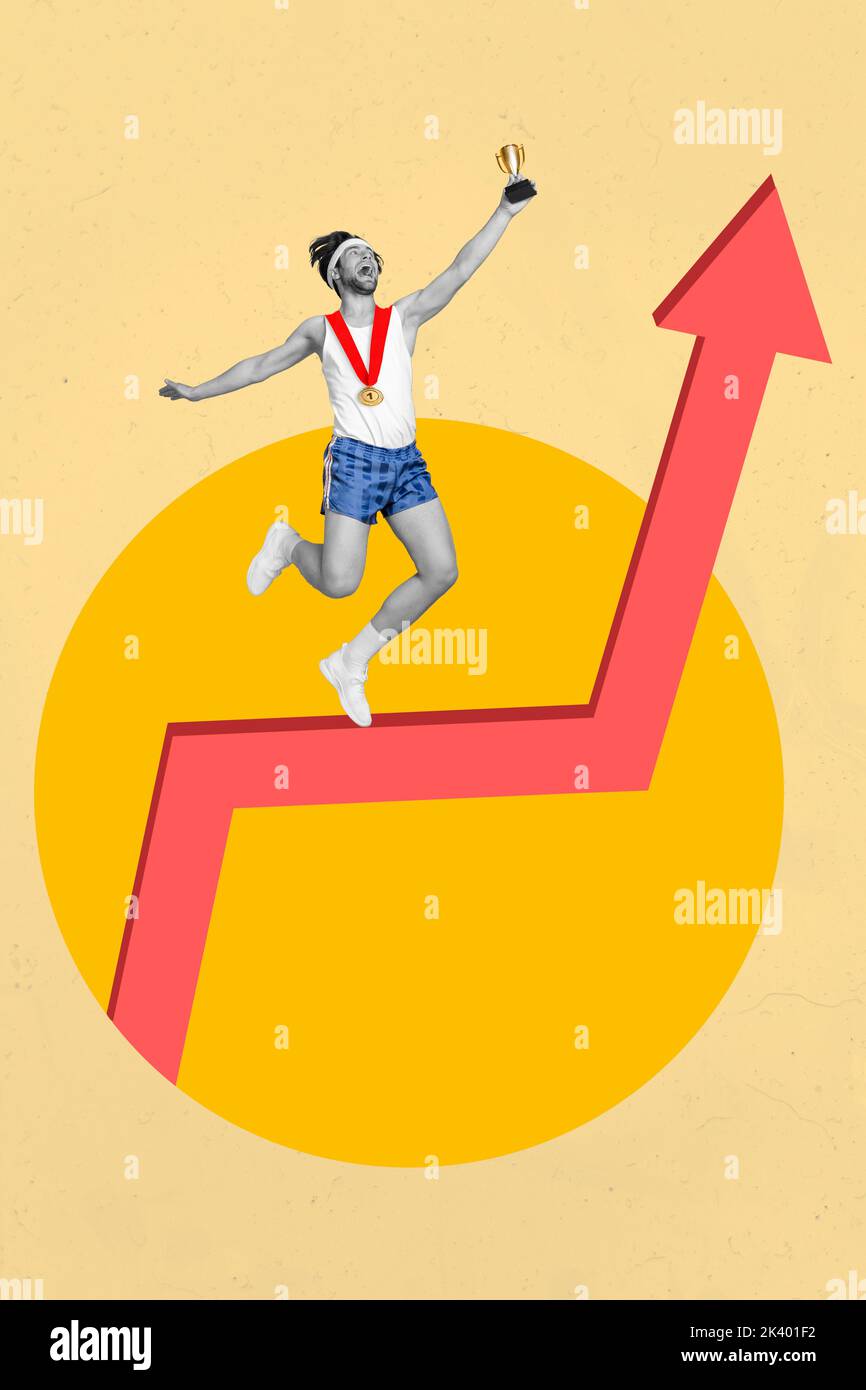 Collage 3d image of pinup pop retro sketch of funny funky guy sportsman ...