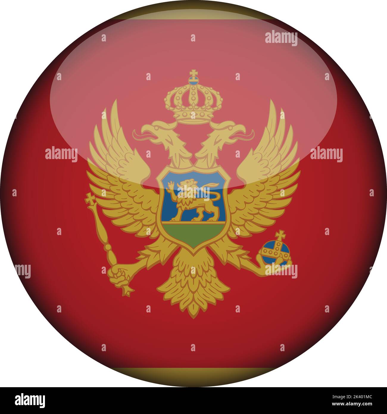 montenegro Flag in glossy round button of icon. montenegro emblem ...