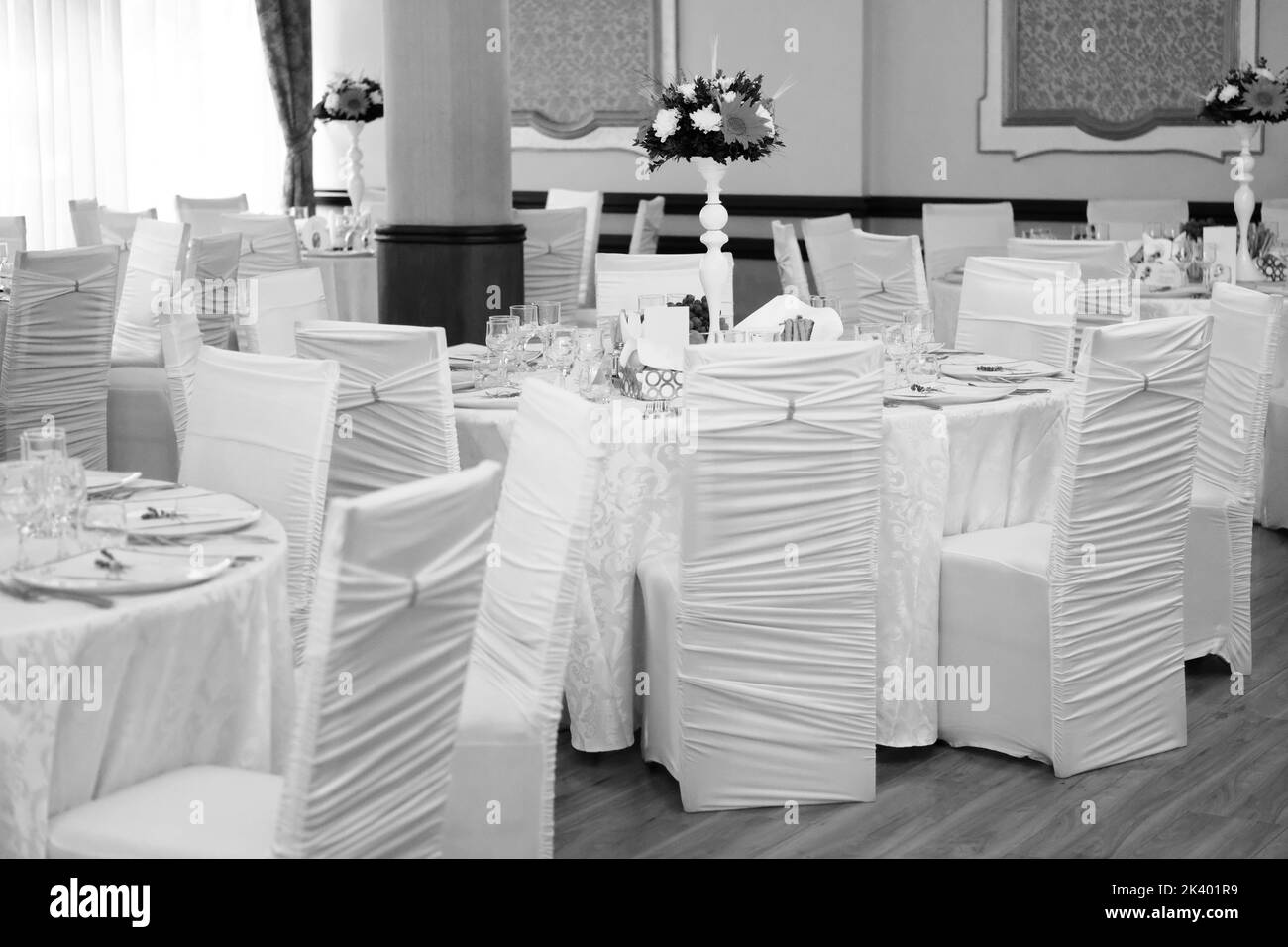 Tables arrangement Black and White Stock Photos & Images - Alamy