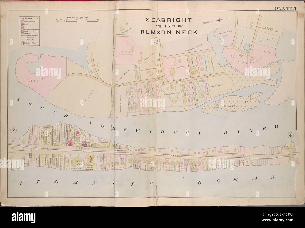 Monmouth County, Double Page Plate No. 5 Map of Seabright and part of ...