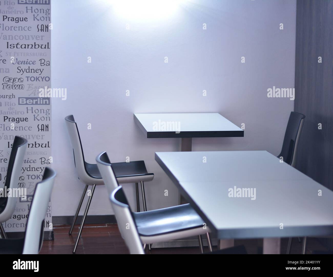 Tables and chairs from a fast food restaurant hi-res stock photography ...