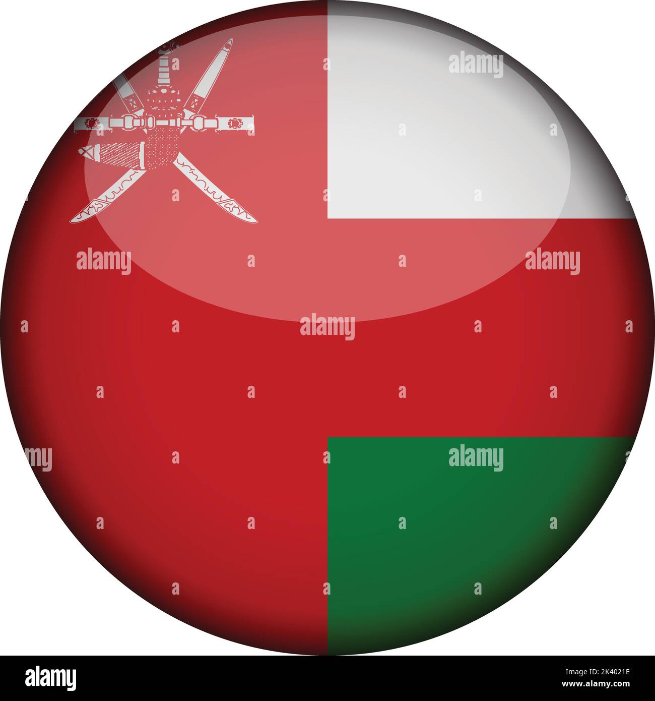 oman Flag in glossy round button of icon. oman emblem isolated on white ...