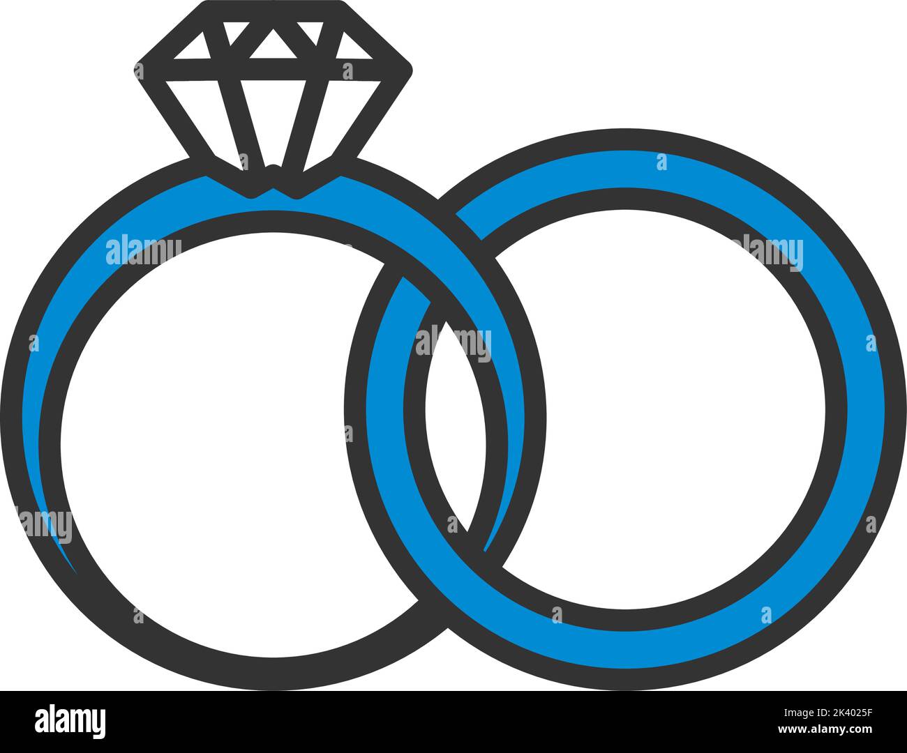 Wedding Rings Icon. Editable Bold Outline With Color Fill Design ...