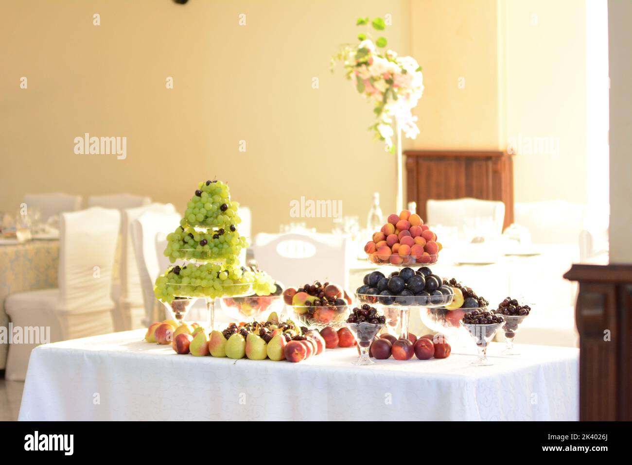 Festive table with fruits Stock Photo - Alamy