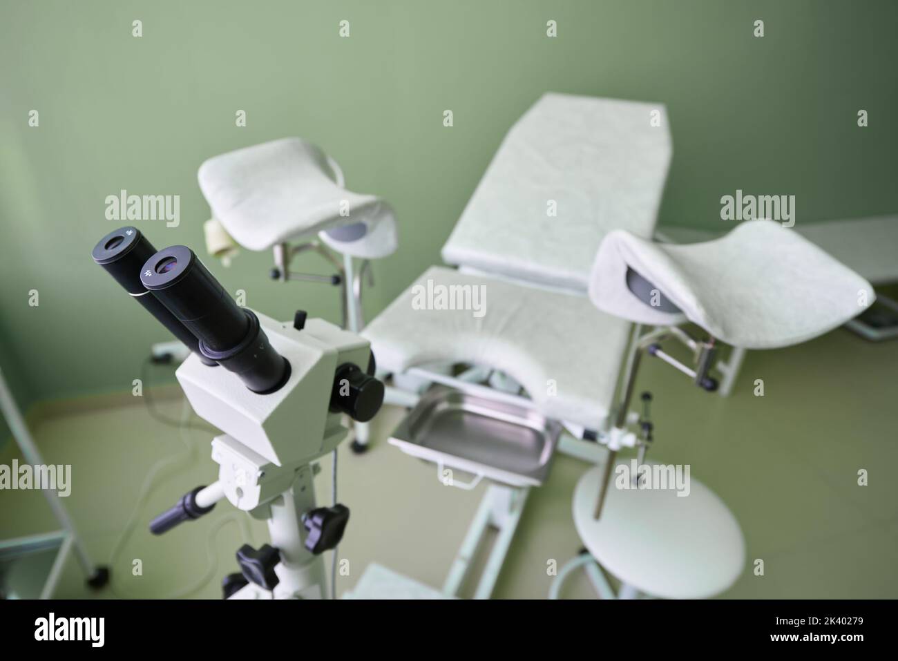 Gynecological chair and colposcope device for examination Stock Photo ...