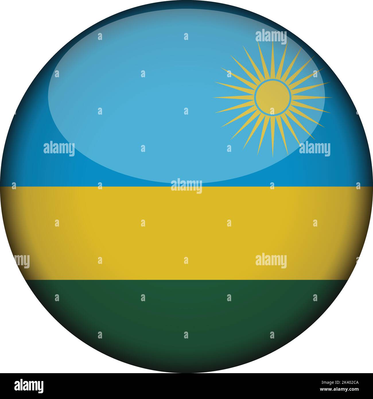 rwanda Flag in glossy round button of icon. rwanda emblem isolated on ...