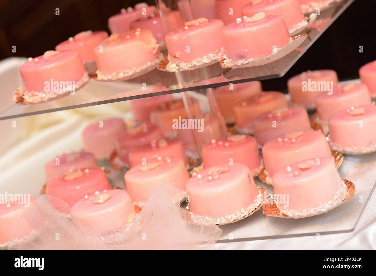 Pink puddings from a candy bar Stock Photo - Alamy