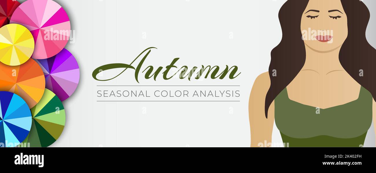 Seasonal Color Analysis Autumn Banner Illustration with Color Wheels ...